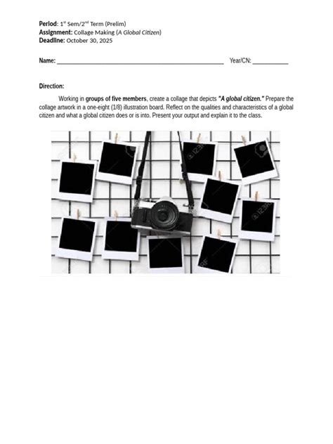 Global Citizen Collage Assignment Pdf