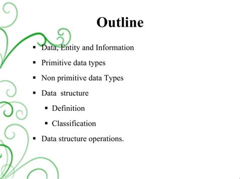 Elementary Data Organisation