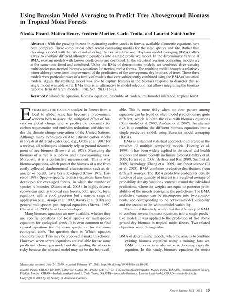 Pdf Using Bayesian Model Averaging To Predict Tree Aboveground