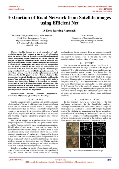 Pdf Ijert Extraction Of Road Network From Satellite Images Using Efficient Net A Deep Learning