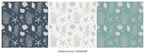 Seashell Seamless Pattern Background Vector Image Stock Vector Royalty Free 2215685209