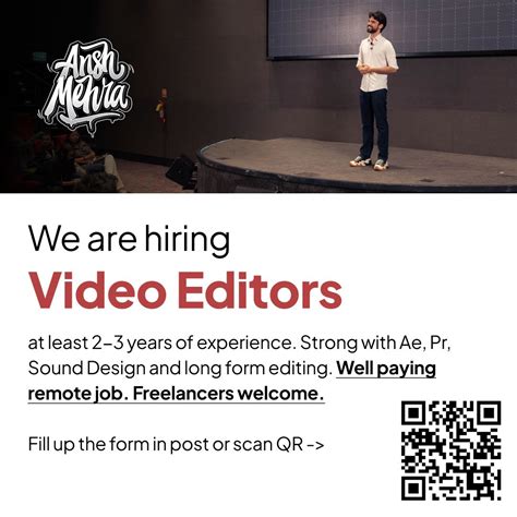 We Are Hiring Pro Video Editors Who Understand Ae Pr And Long Form Youtube Editing Its A Well