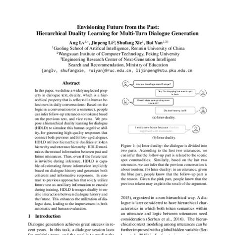 Envisioning Future From The Past Hierarchical Duality Learning For Multi Turn Dialogue