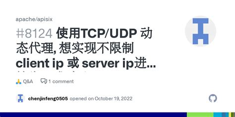 使用tcp udp 动态代理 想实现不限制client ip 或 server ip进行转发，求建议 · apache apisix · discussion 8124 · github