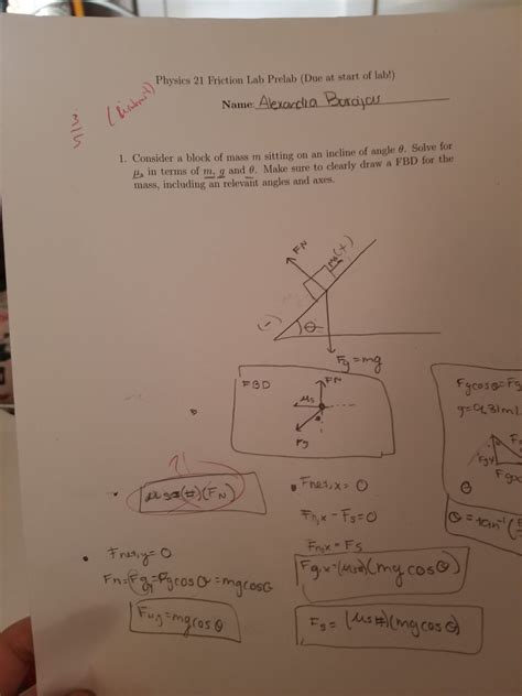 Solved Physics Friction Lab Prelab Due At Start Of Labl Chegg