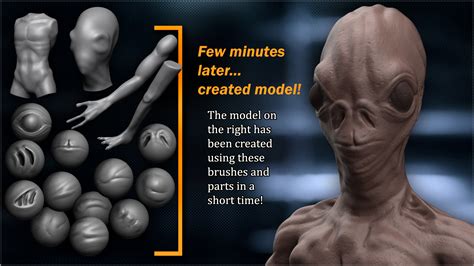 Alien Maker For Blender 79 Vdm Brushes And 51 Body Parts Superhive