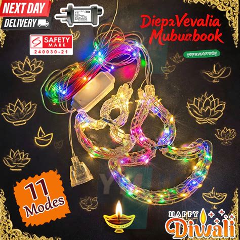 ⭐5m Diwali Diya Lights 158led Fairy Lights Curtain String Lights With