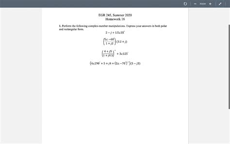 Solved Perform The Following Complex Number Chegg