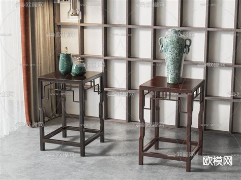 新中式边几 角几su模型下载id14127547sketchup模型下载 欧模网