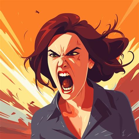 Premium Vector Anger Rage And Negative Emotions Concept Woman Feeling
