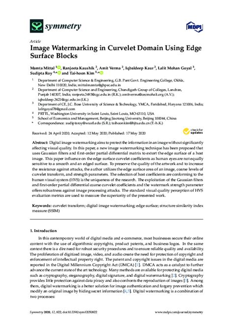 Pdf Image Watermarking In Curvelet Domain Using Edge Surface Blocks