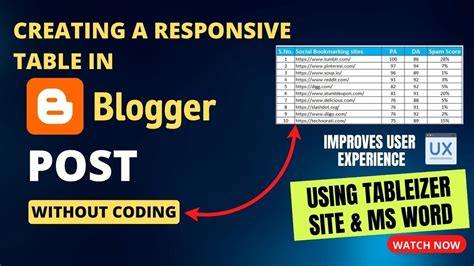creating a responsive table in blogger post without coding 2023 using