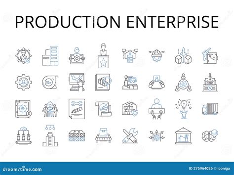 Assembly Company Line Icons Collection Interlocking Precision