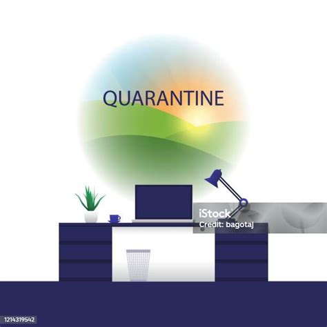검역 랩톱 컴퓨터 원격 또는 가정 개념에서 작업하는 책상 가정 생활에 대한 스톡 벡터 아트 및 기타 이미지 가정 생활 가정의 방 개념 Istock