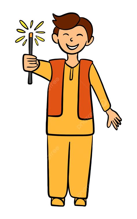 Character Of Boy With Firework Happy Diwali Happy Diwali Fireworks