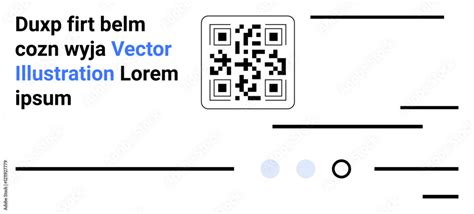 qr code centered among black abstract lines and text elements with blue highlights ideal for