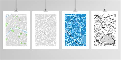 브로셔 전단지 커버 디자인 책 잡지 브로셔 포스터에 대한 파리의 도시지도와 A4 형식 모형 디자인 템플릿의 현실적인 벡터 레이