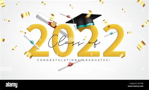 Graduation Greeting Vector Design Congratulations Class Of 2022 Graduates Text With 3d