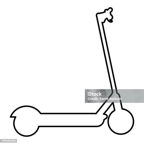 스쿠터 전기 현대 기술 킥 도시 트로티넷 윤곽선 윤곽선 선 아이콘 검은 색 벡터 일러스트 레이 션 이미지 얇은 평면 스타일에 대한 에코 운송 벡터에 대한 스톡 벡터 아트 및