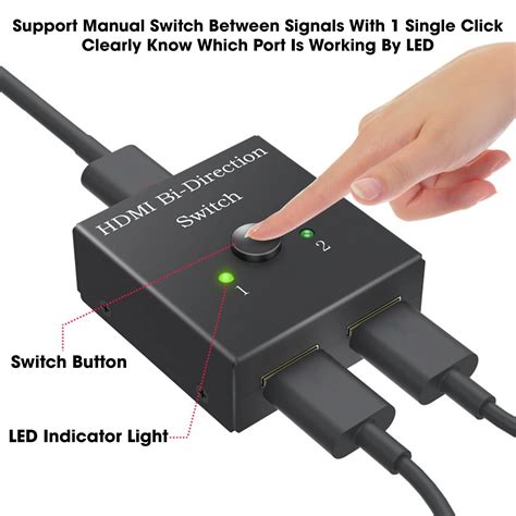 Sounce Hdmi Switch 2 In 1 Out 4k 60hz Hdmi Switcher 2 Port Bi Directi