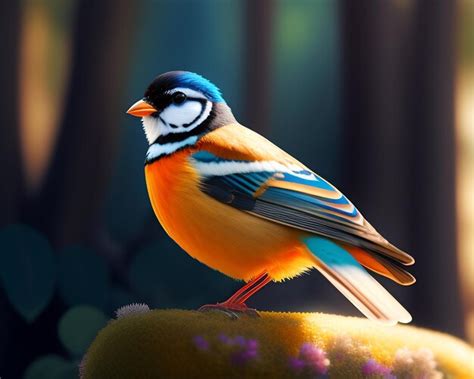 Premium Photo 3d Render Of A Colorful Bird On A Background Of Nature