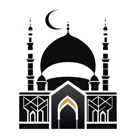 이슬람 기호 ⁇ 터 모스크 실루 ⁇ 디자인 콘셉트 프리미엄 벡터