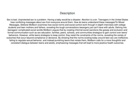 PPT DOWNLOAD Mixed Messages Norms And Social Control Around Teen Sex And Pregnancy PowerPoint