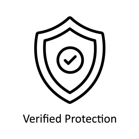 Verified Protection Vector Outline Icon Design Illustration Cyber Security Symbol On White