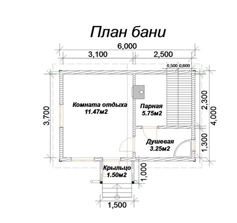 Проект каркасной бани 6х4