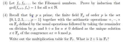 Solved Let F F Be The Fibonacci Numbers Prove By Chegg