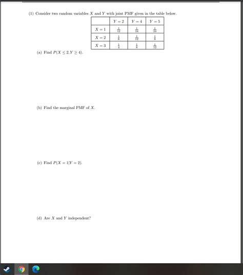 Solved 1 Consider Two Random Variables X And Y With Joint