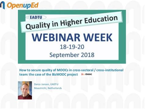 Quality Frameworks For Moocs How To Secure Quality Of Moocs In Cross