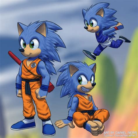Son Goku And Sonic The Hedgehog Dragon Ball And 4 More Drawn By Dan