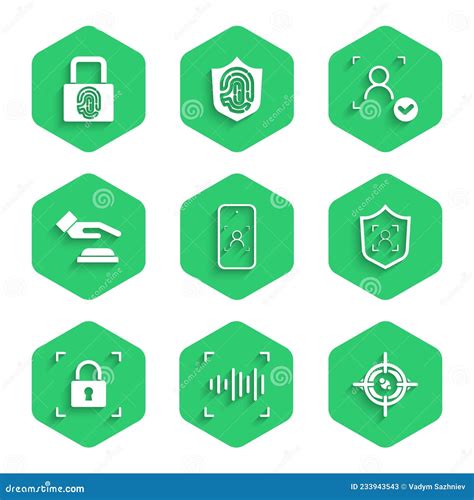 Set Mobile And Face Recognition Voice Eye Scan Shield Fingerprint With Lock Palm Face And