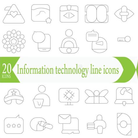 Information Technology Line Icons Collection Big Ui Icon Set In A Flat Design Thin Outline