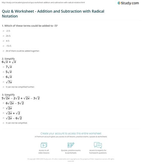 Adding And Subtracting Radicals Worksheet Practice Problems And Solutions