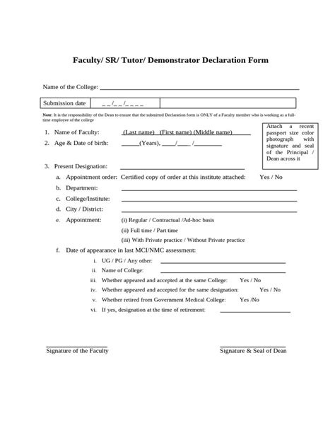 Faculty Declaration Form Pdf Doctor Of Medicine