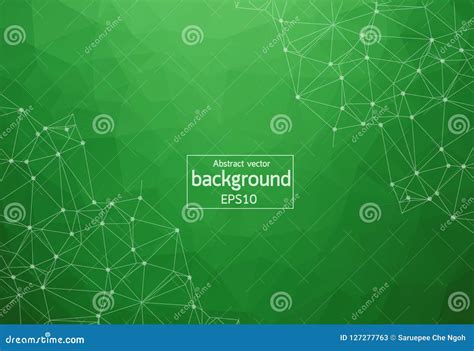 Geometric Green Polygonal Background Molecule And Communication Connected Lines With Dots