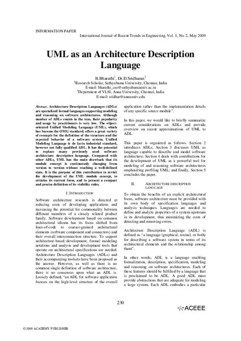 pdf uml as an architecture description language