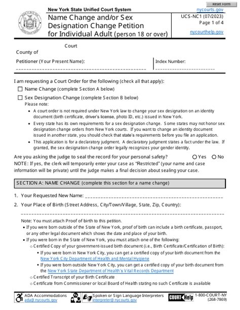 Form UCS NC1 Download Fillable PDF Or Fill Online Name Change And Or Sex Designation Change