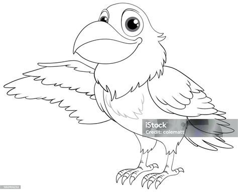 한쪽 날개를 펼치고 웃고 있는 까마귀의 만화 삽화는 흰색 배경에 고립되어 있습니다 감정에 대한 스톡 벡터 아트 및 기타 이미지 감정 귀여운 깃털 Istock