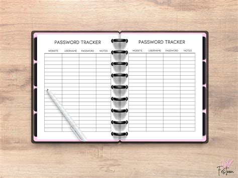 Printable Password Tracker Printable Happy Planner Insert Etsy