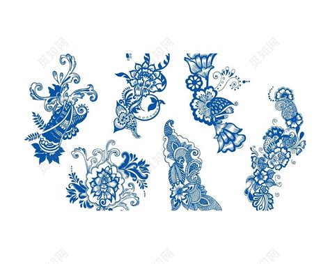 矢量青花瓷花纹图片素材免费下载 觅知网