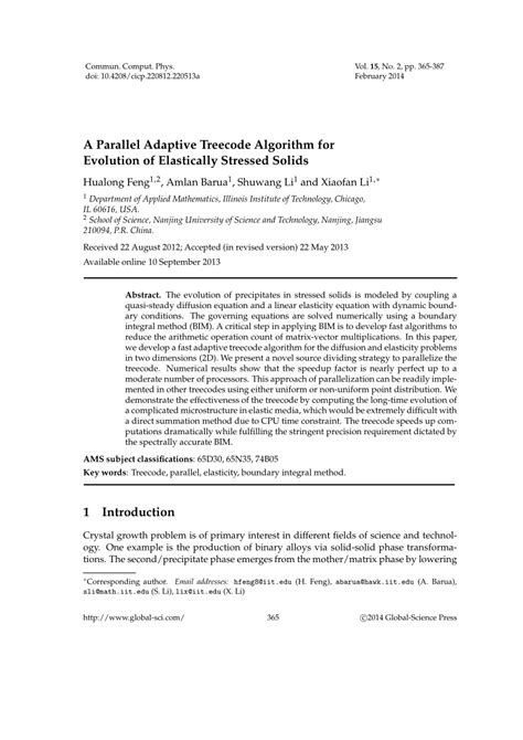 Pdf A Parallel Adaptive Treecode Algorithm For Evolution Of