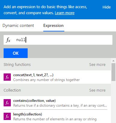 Obtención de errores con campos NULL Power Automate Microsoft Learn