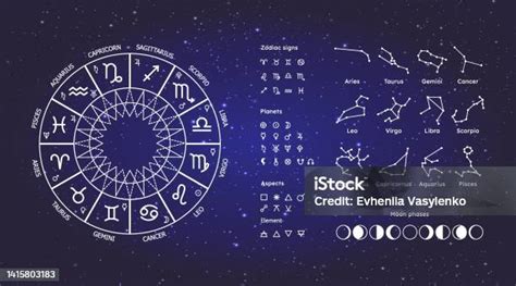 조디악 서클 점성술 별자리 행성의 아이콘 조디악의 징후 측면 우주 배경의 요소 점성술 기호에 대한 스톡 벡터 아트 및 기타 이미지 점성술 기호 점성술 별자리 Istock