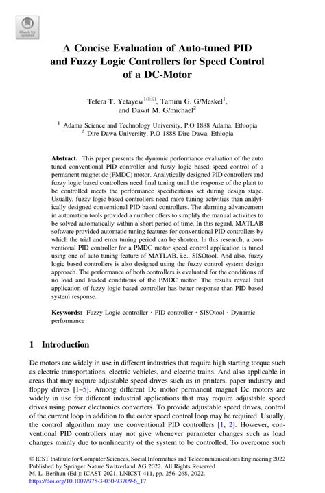 Pdf A Concise Evaluation Of Auto Tuned Pid And Fuzzy Logic