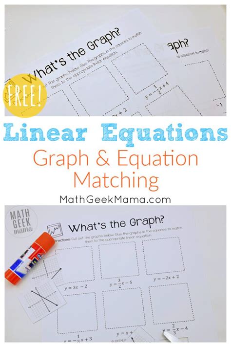 graphing linear equations cut and paste worksheets {free}