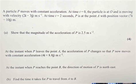 solved a particle p moves with constant acceleration at time t 0