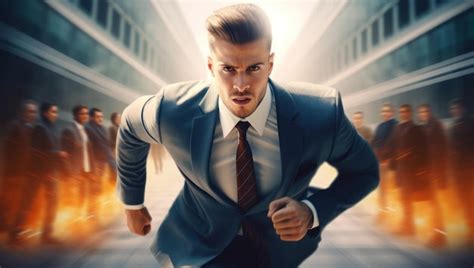 Accelerating Toward Success Businessman Running In The Urban Landscape Embracing Challenges And